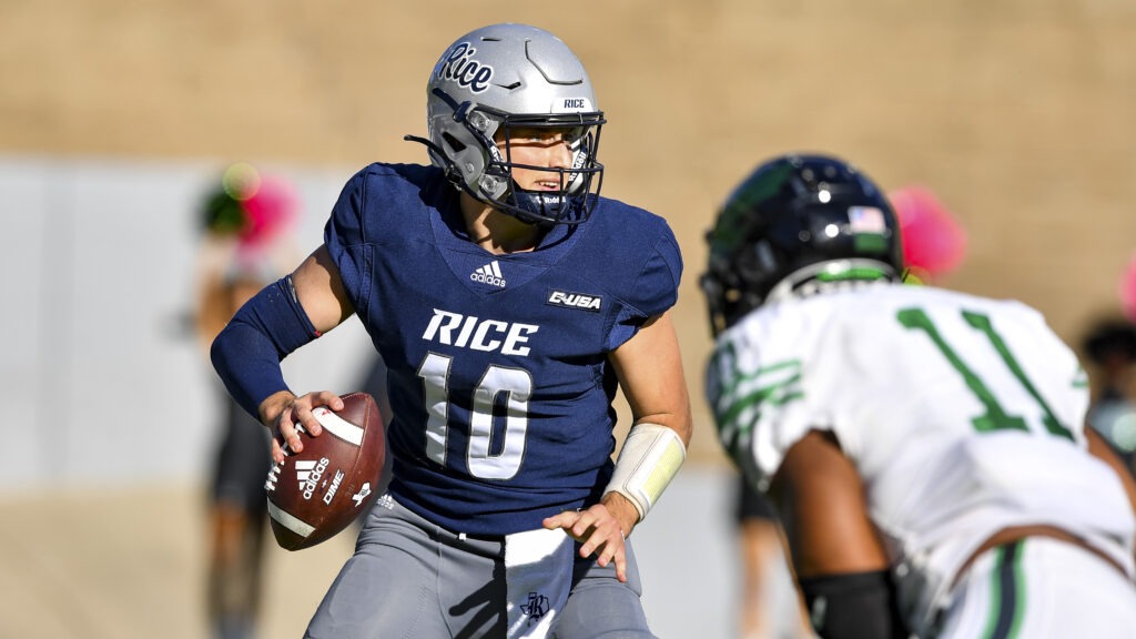Rice football: Ball falls to Constantine. running game slows