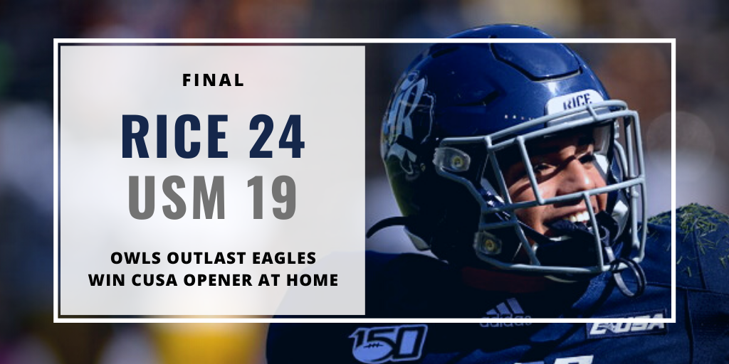 Rice Football outlasts Southern Miss for first C-USA win