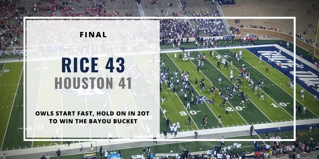 Rice Football holds on, wins first Bayou Bucket since 2010
